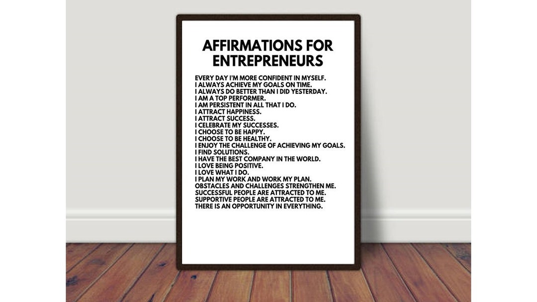 Affirmations for Entrepreneurs, Motivational Print, Inspirational Print ...