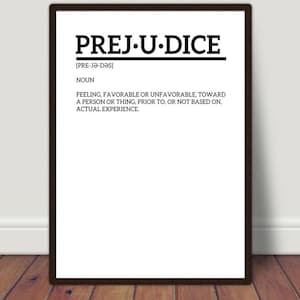 Prejudice Definition Print, Social Justice Print, Equality Print ...