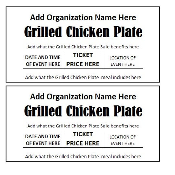 Chicken Plate Ticket - Etsy