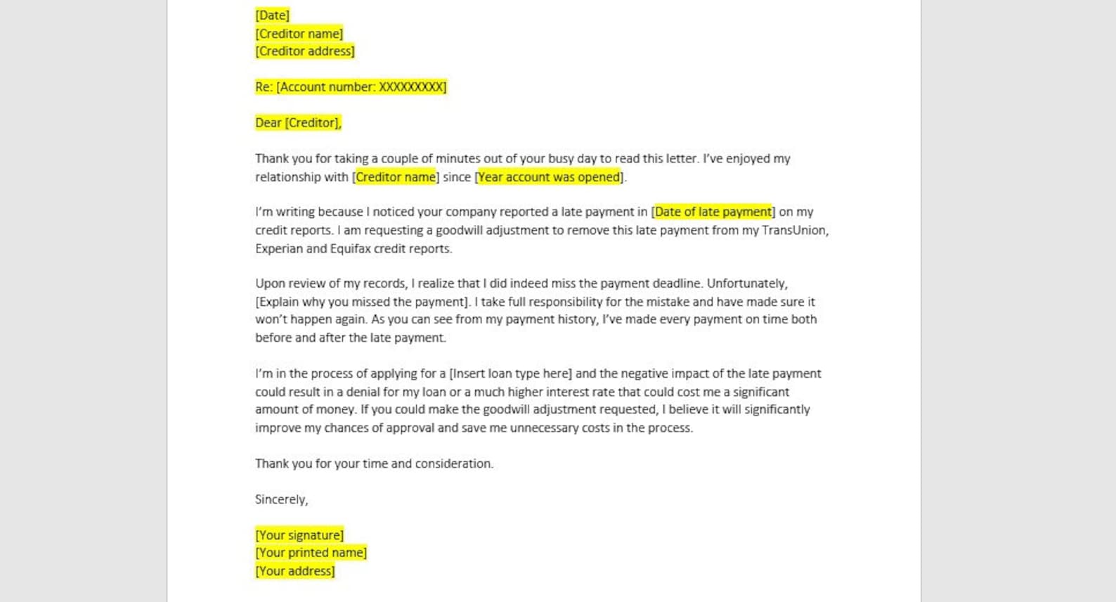 Credit Card Goodwill Letter Template, Credit Card Goodwill Letter ...