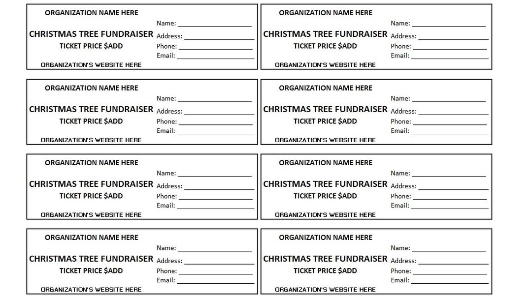 Editable Christmas Tree Fundraiser Raffle Ticket, Christmas Tree Raffle ...