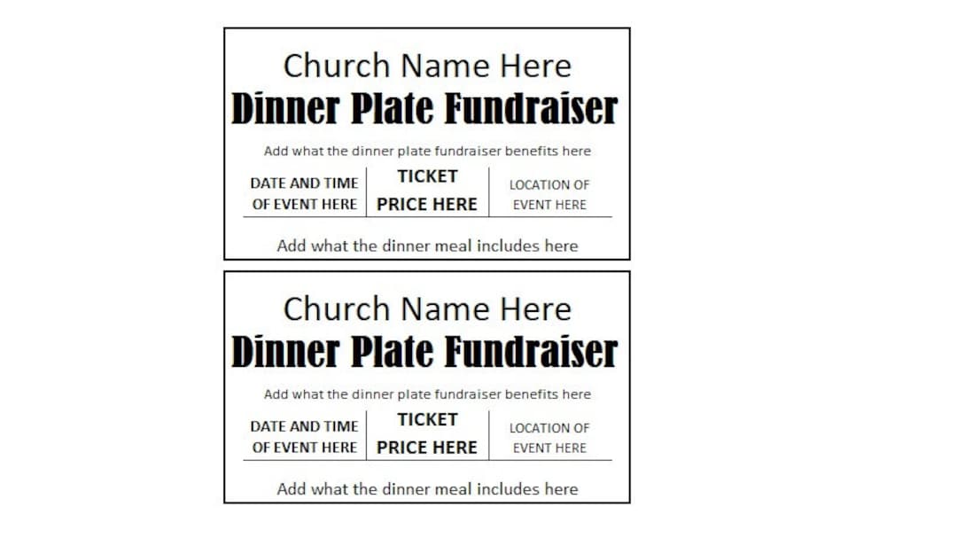 Church Dinner Plate Fundraiser Ticket, Church Dinner Plate Fundraiser ...