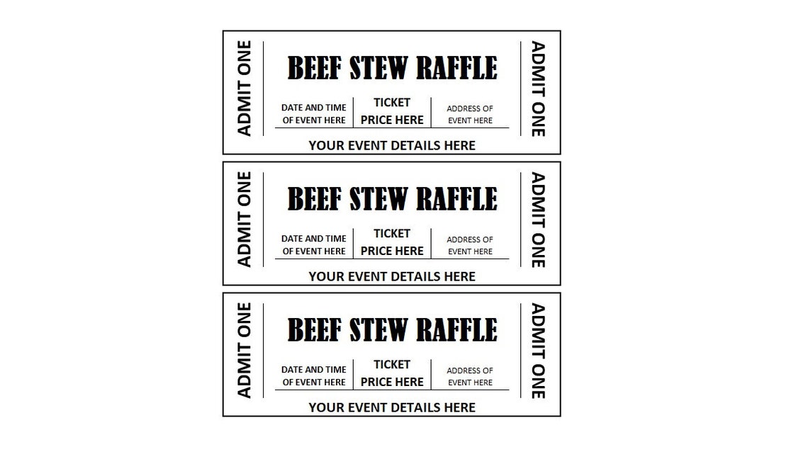 Editable Beef Stew Raffle Event Ticket, Beef Stew Raffle Ticket ...
