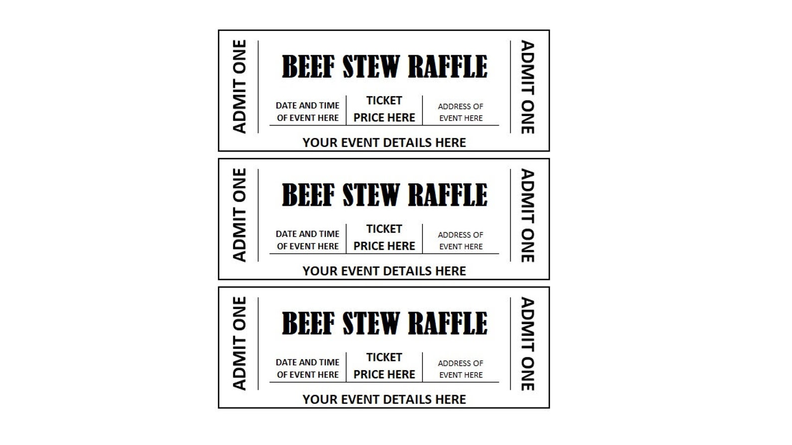 Editable Beef Stew Raffle Event Ticket, Beef Stew Raffle Ticket ...
