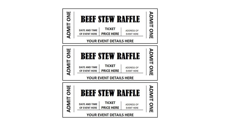Editable Beef Stew Raffle Event Ticket Beef Stew Raffle - Etsy