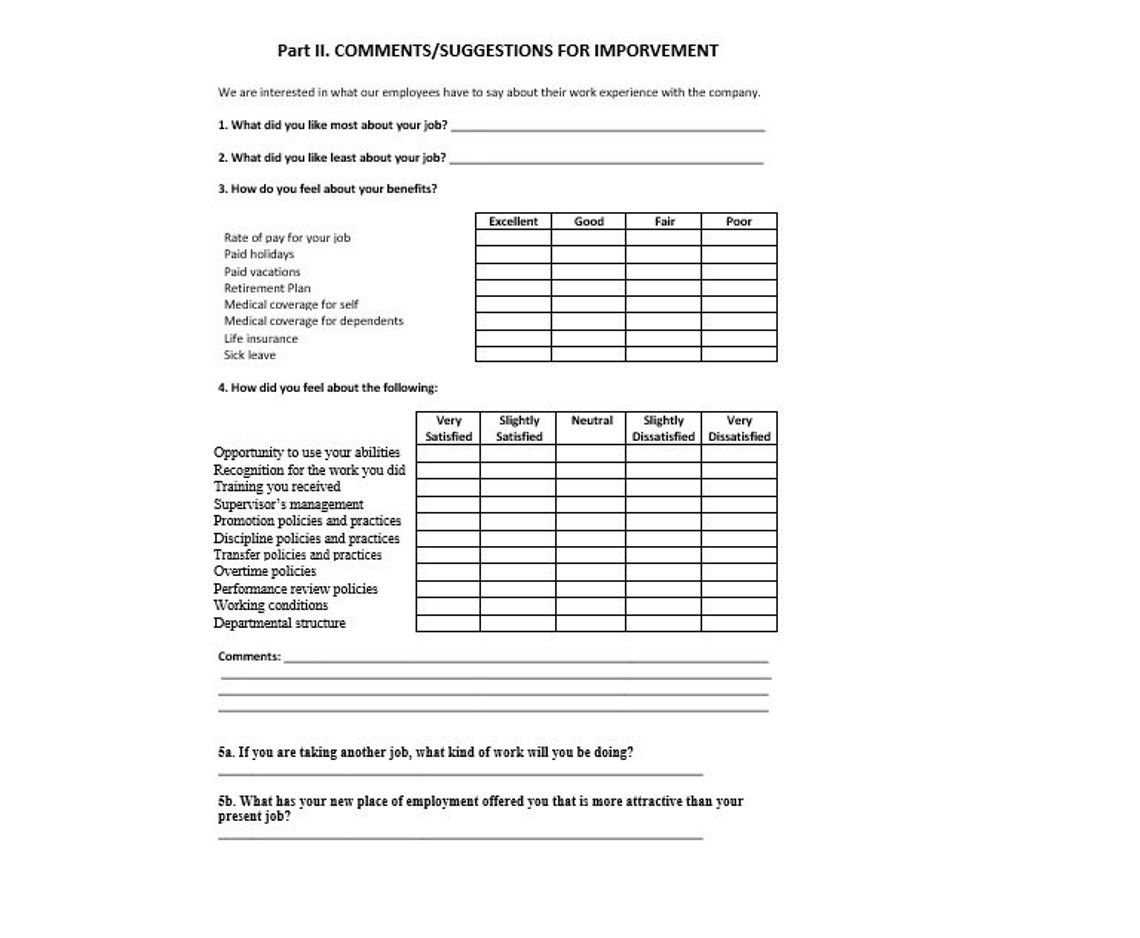 Employee Exit Interview Form Template, Employee Exit Interview Form ...