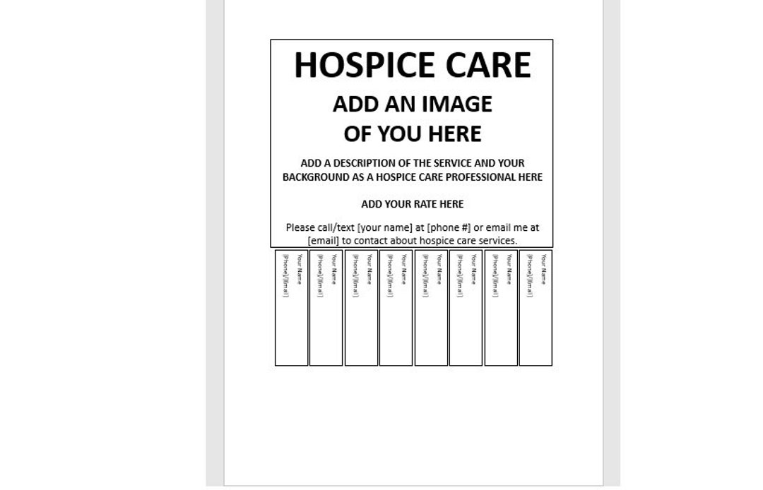 Editable Hospice Home Care Tear-off Flyer, Tear-off Flyer Template ...