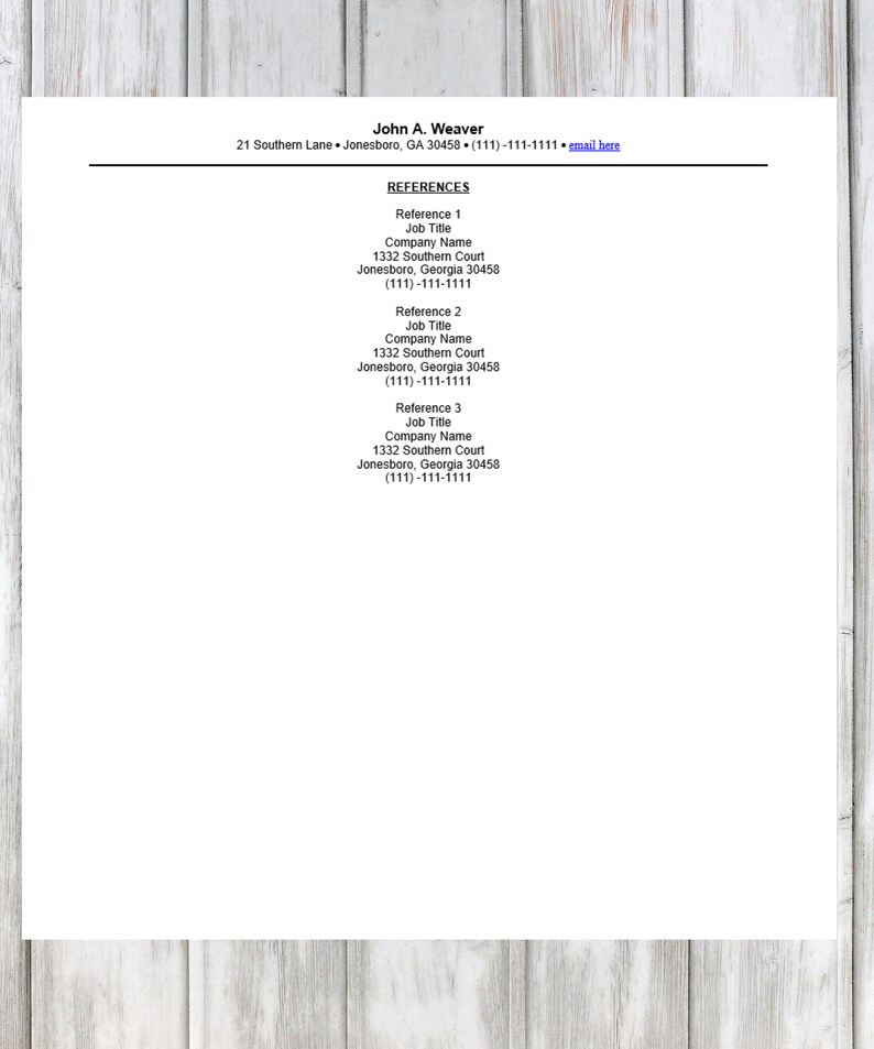Basic Resume Template Word, Basic Resume and Reference Template for MS ...
