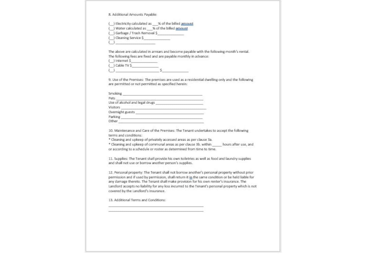 Basement Rental Agreement Template, Basement Rental Agreement Letter ...