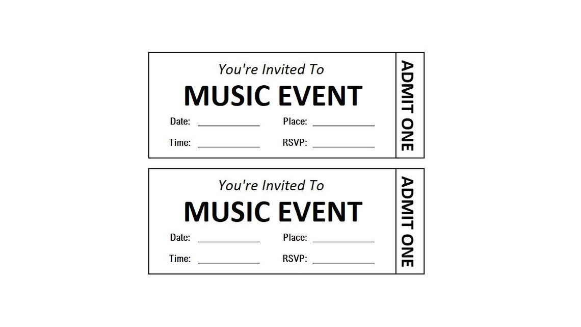 Editable Music Event Ticket, Music Ticket Printables, Editable Comedy ...