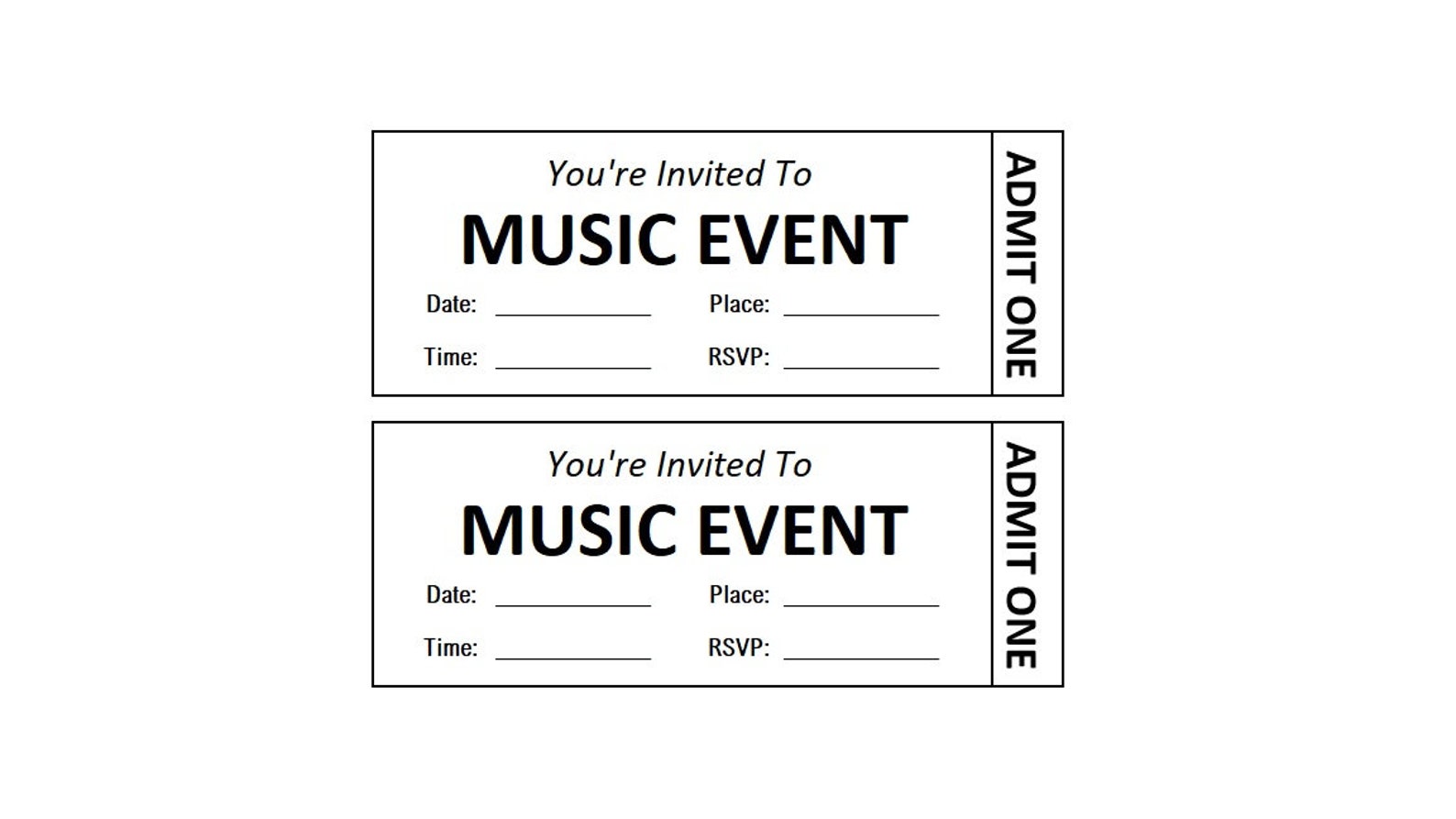 Editable Music Event Ticket, Music Ticket Printables, Editable Comedy ...