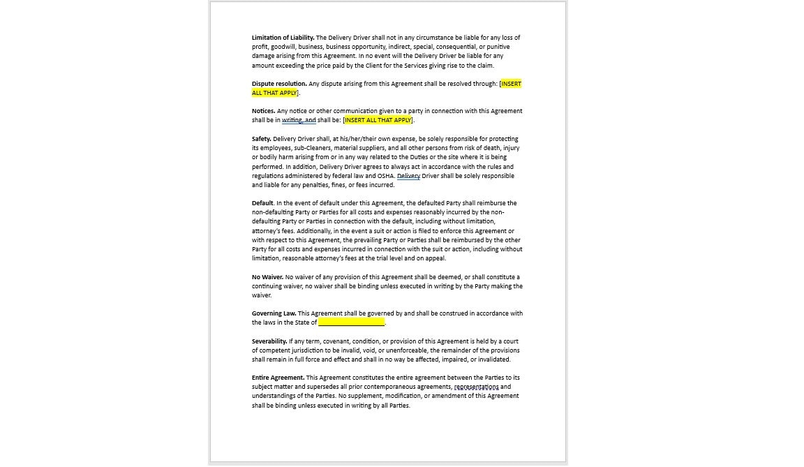 Delivery Driver Contract Agreement, Delivery Driver Contract Agreement ...