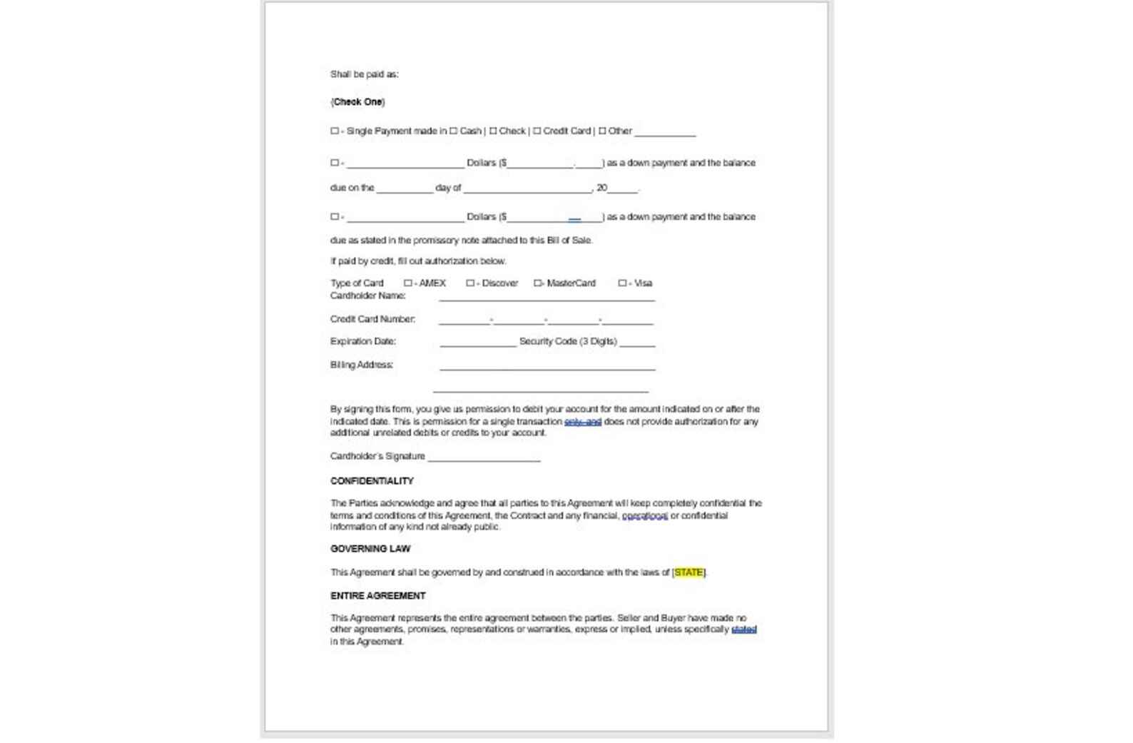 Editable Power Tools Bill of Sale Template, Editable Bill of Sale, Bill ...