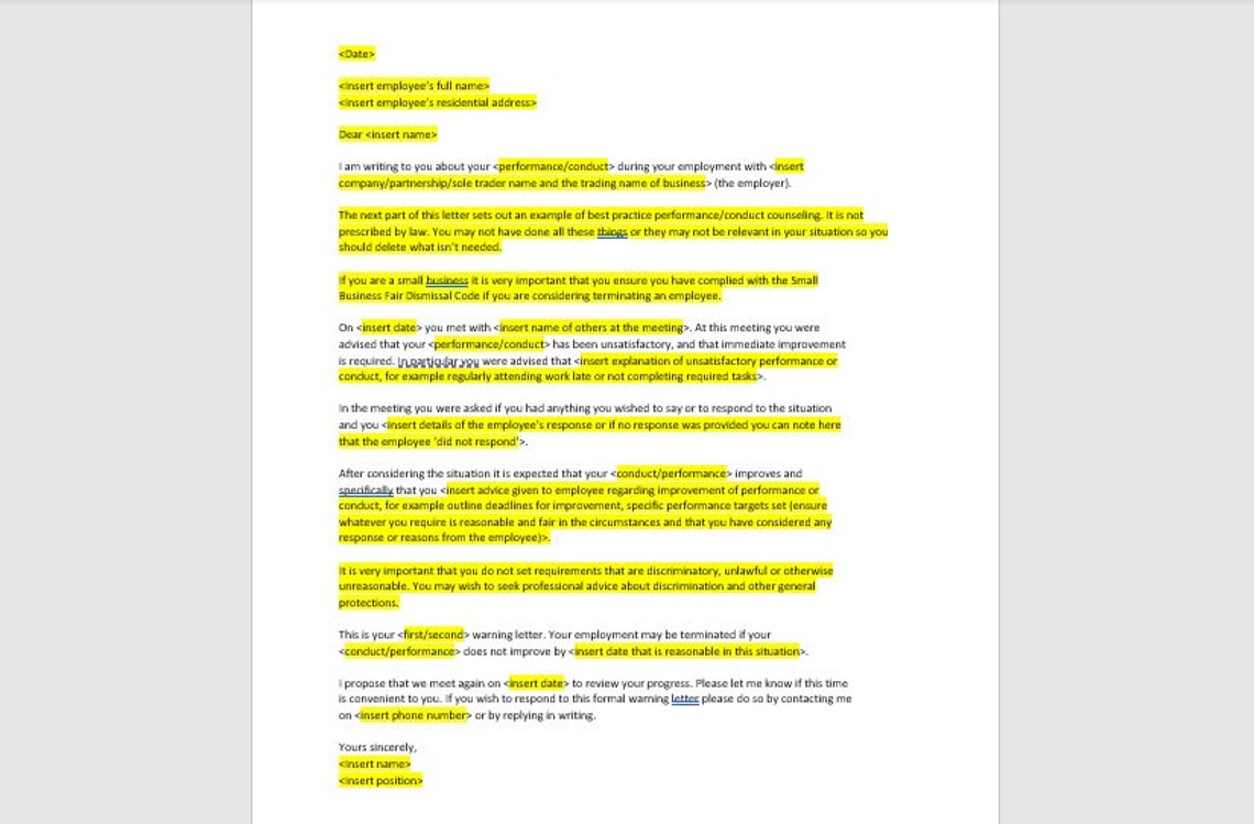 Warning Letter for Employee, Employee Warning Letter Template, Employee ...