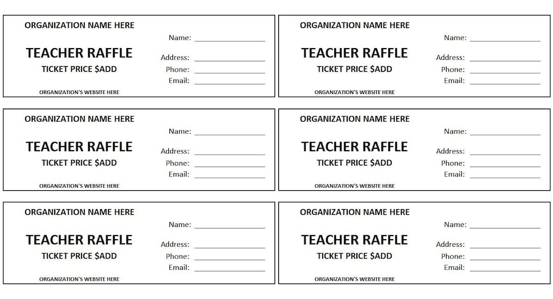 Editable Teacher Ticket, Teacher Raffle, Enter to Win Printable Ticket ...