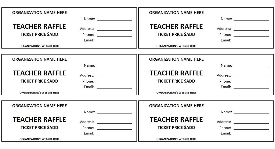 Editable Teacher Ticket, Teacher Raffle, Enter to Win Printable Ticket ...