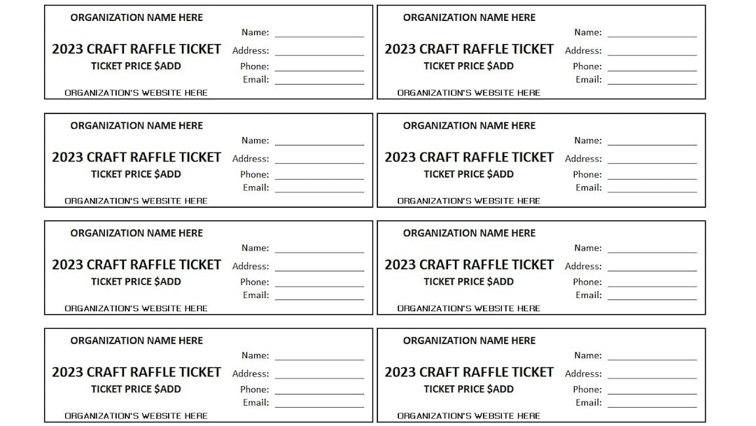 Editable Craft Raffle Ticket, Craft Raffle, Enter to Win Printable ...