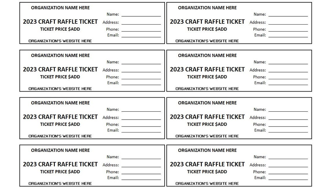 Editable Craft Raffle Ticket, Craft Raffle, Enter to Win Printable ...