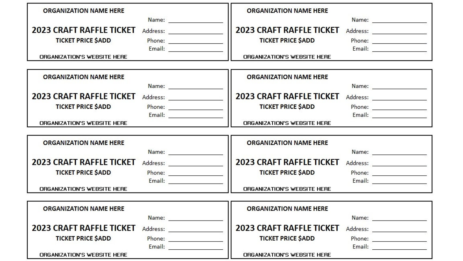 Editable Craft Raffle Ticket, Craft Raffle, Enter to Win Printable ...