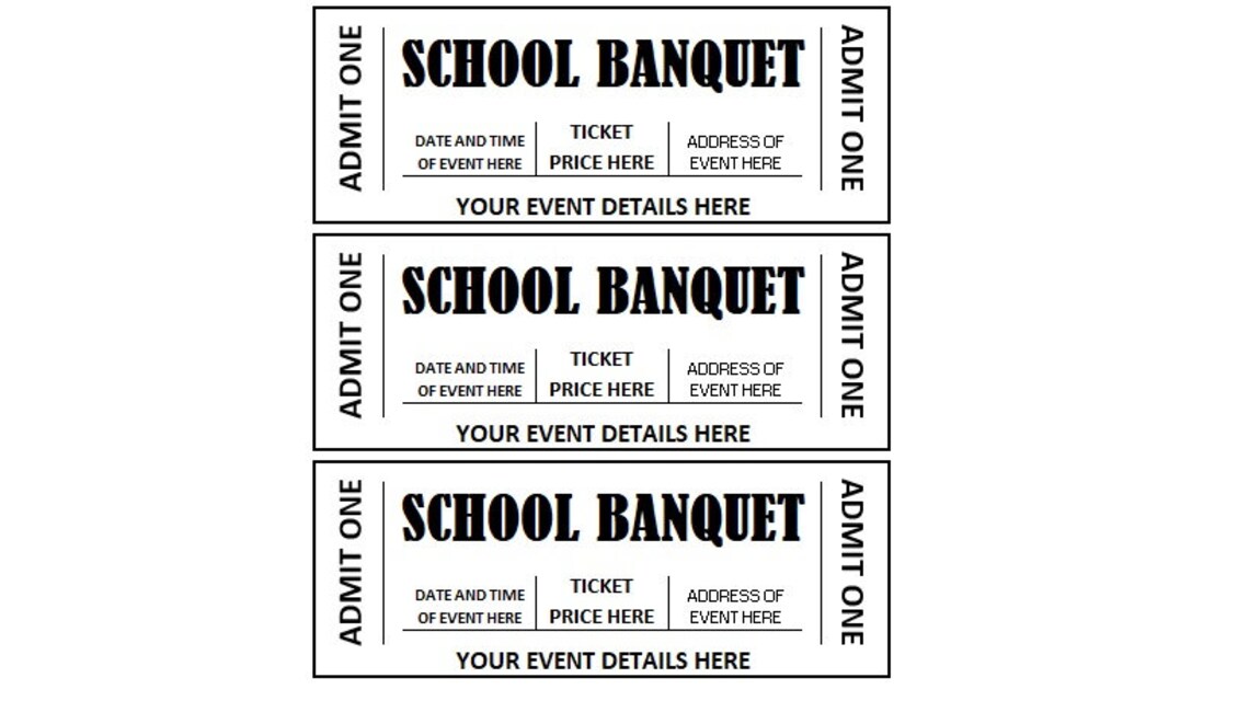 Editable School Banquet Event Ticket, School Banquet Ticket Printables ...
