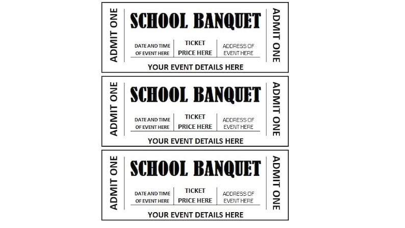 Editable School Banquet Event Ticket, School Banquet Ticket Printables ...