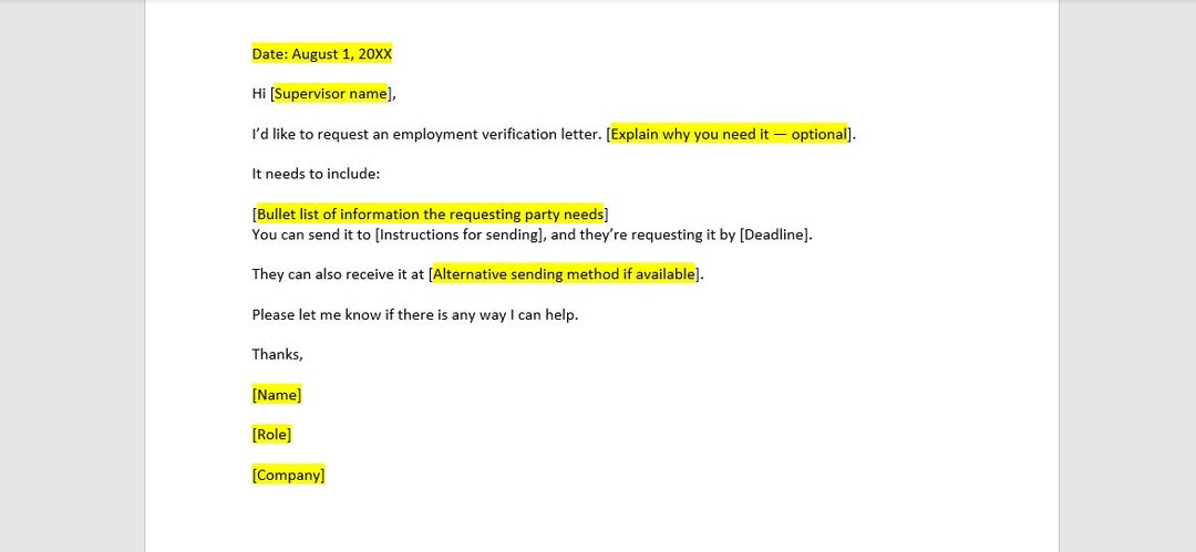 Employment Verification Letter Template, Employment Verification Letter ...