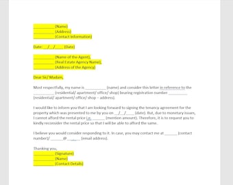 Reduce Rent Letter - Etsy