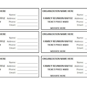 Family Reunion Raffle Tickets - Etsy