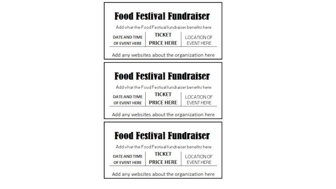 Fundraiser Ticket, Food Festival Fundraiser Ticket, Food Festival ...