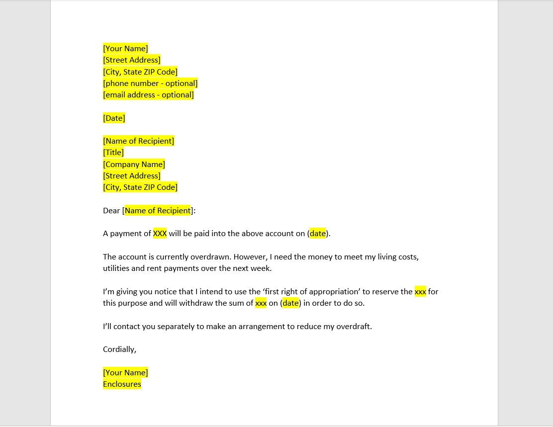 Letter of First Right of Appropriation, Letter of First Right of ...