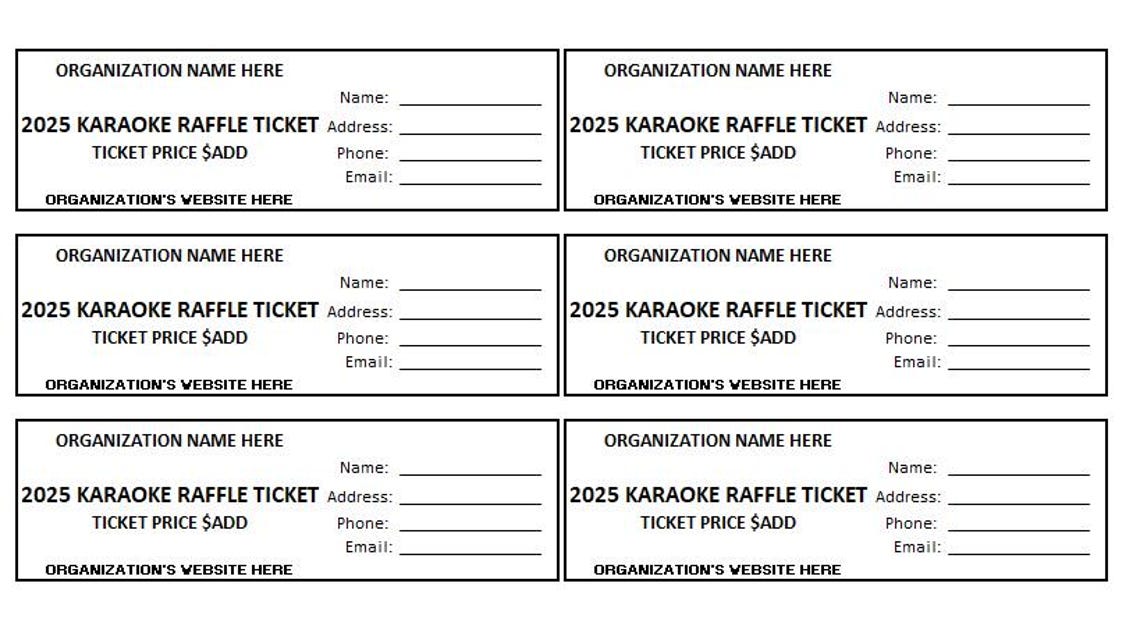 Editable Karaoke Night Raffle Ticket, Karaoke Night, Enter to Win ...