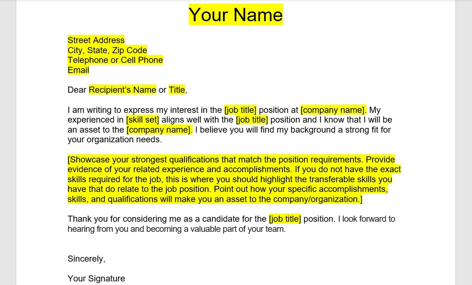 Simple Cover Letter, Cover Letter Template, Editable Cover Letter ...