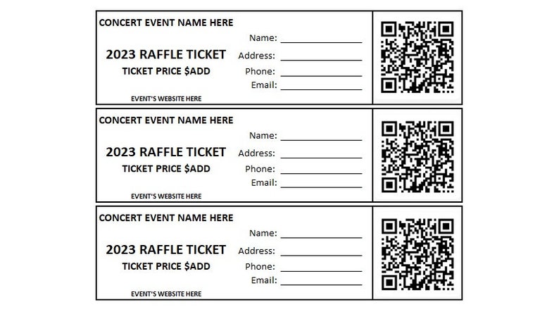 Concert Event Printable Raffle Ticket, Enter to Win Printable Ticket ...