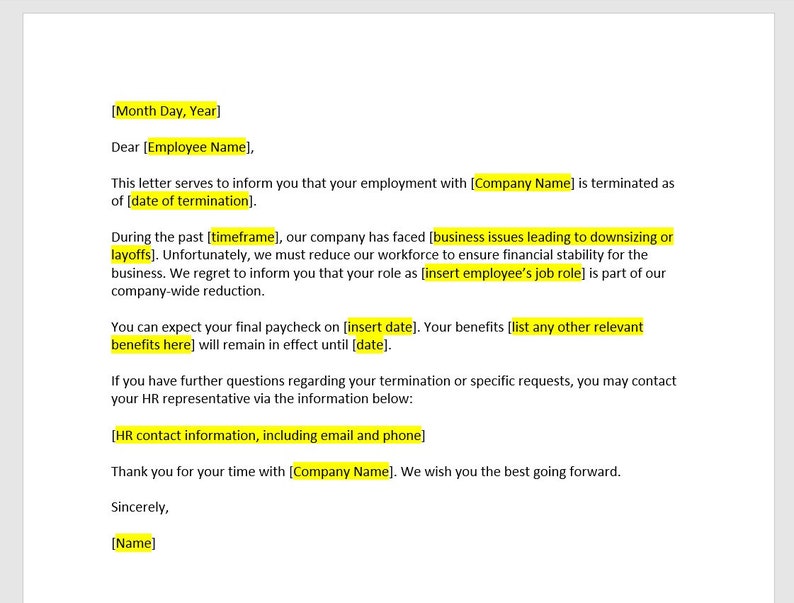 Termination Letter Template, Termination Letter, Termination Template ...
