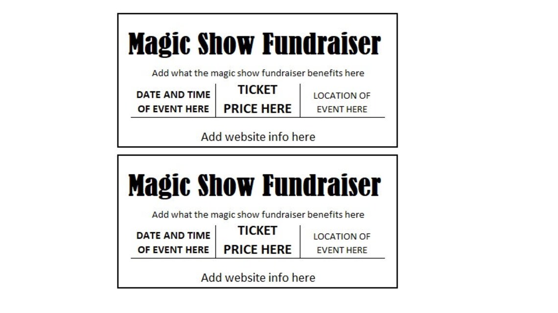 Fundraiser Ticket, Magic Show Fundraiser Ticket, Magic Show Fundraiser ...