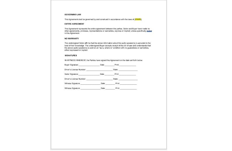 Editable Storage Building Bill of Sale Template, Editable Bill of Sale ...