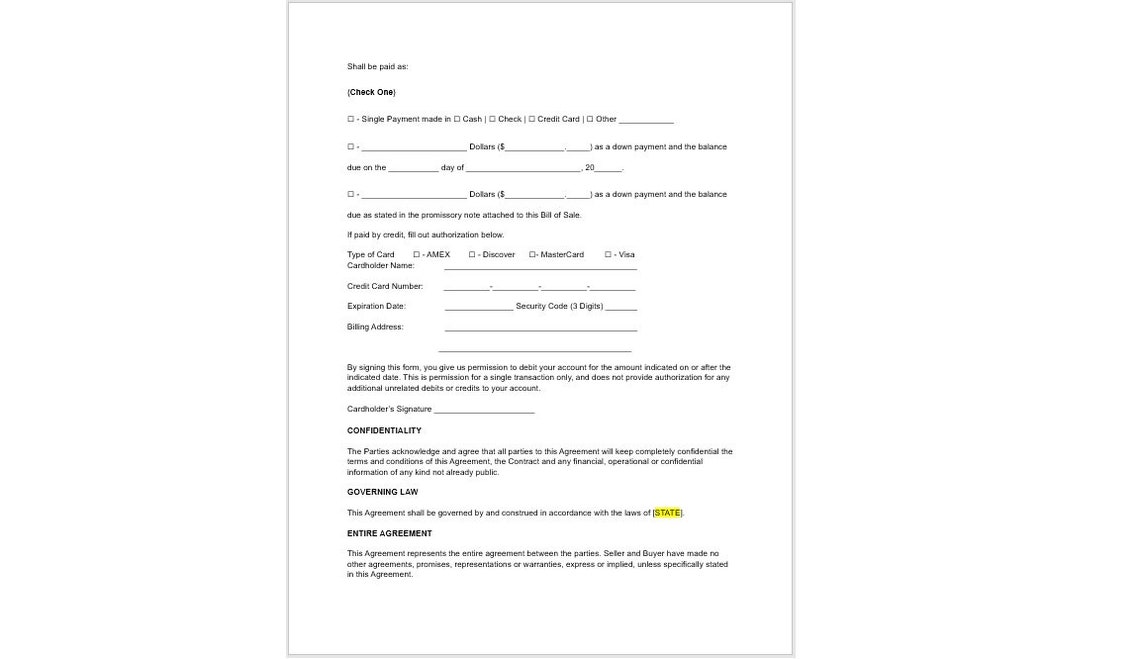 Editable Golf Cart Bill of Sale Template, Editable Bill of Sale, Bill ...