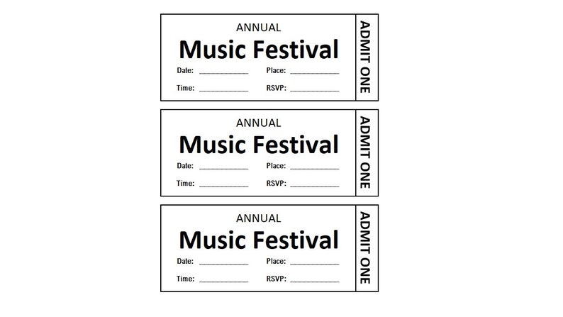 Editable Music Festival Ticket, Music Festival Printables, Editable ...