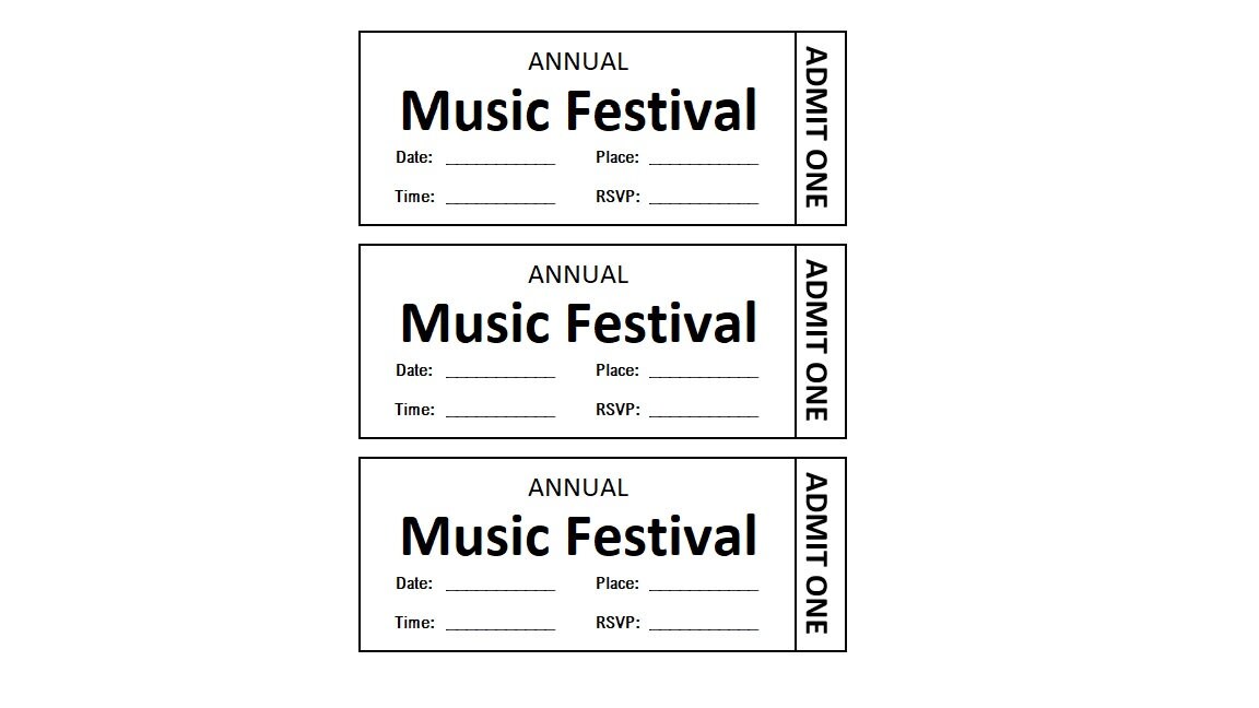 Editable Music Festival Ticket, Music Festival Printables, Editable ...
