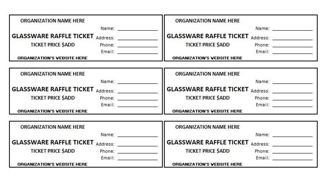Editable Glassware Raffle Ticket, Glassware Raffle, Enter to Win ...