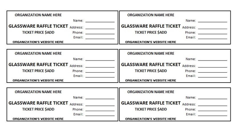 Editable Glassware Raffle Ticket, Glassware Raffle, Enter to Win ...