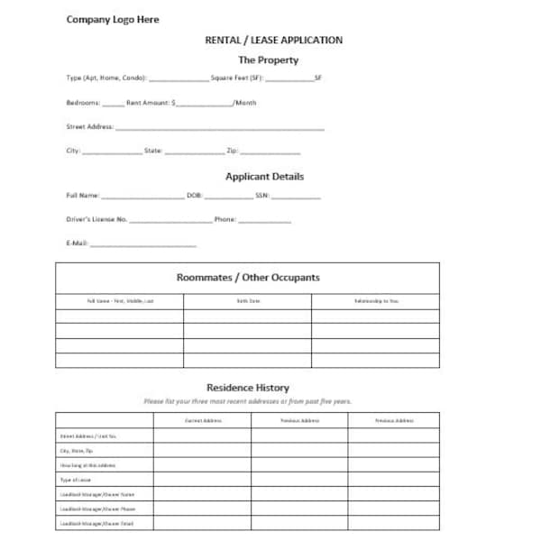 Rental Rental Application Template - Etsy