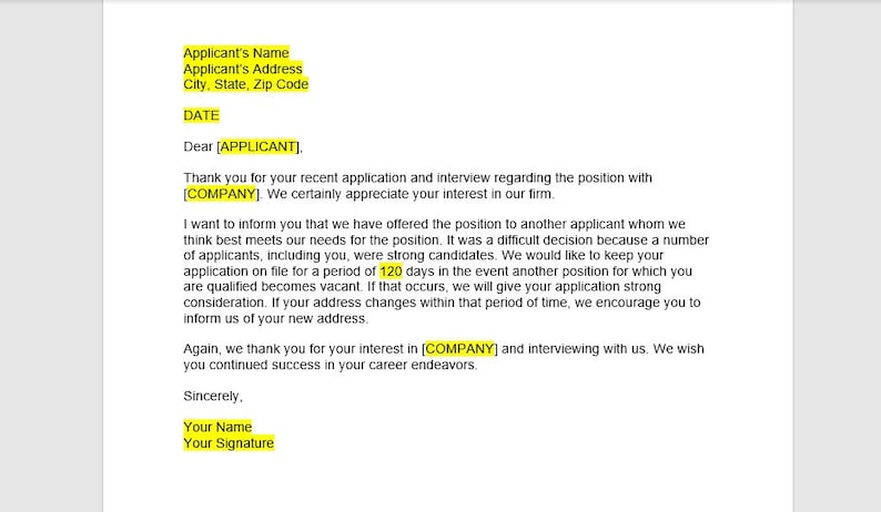 Interview Rejection Letter, Interview Rejection Letter Template ...