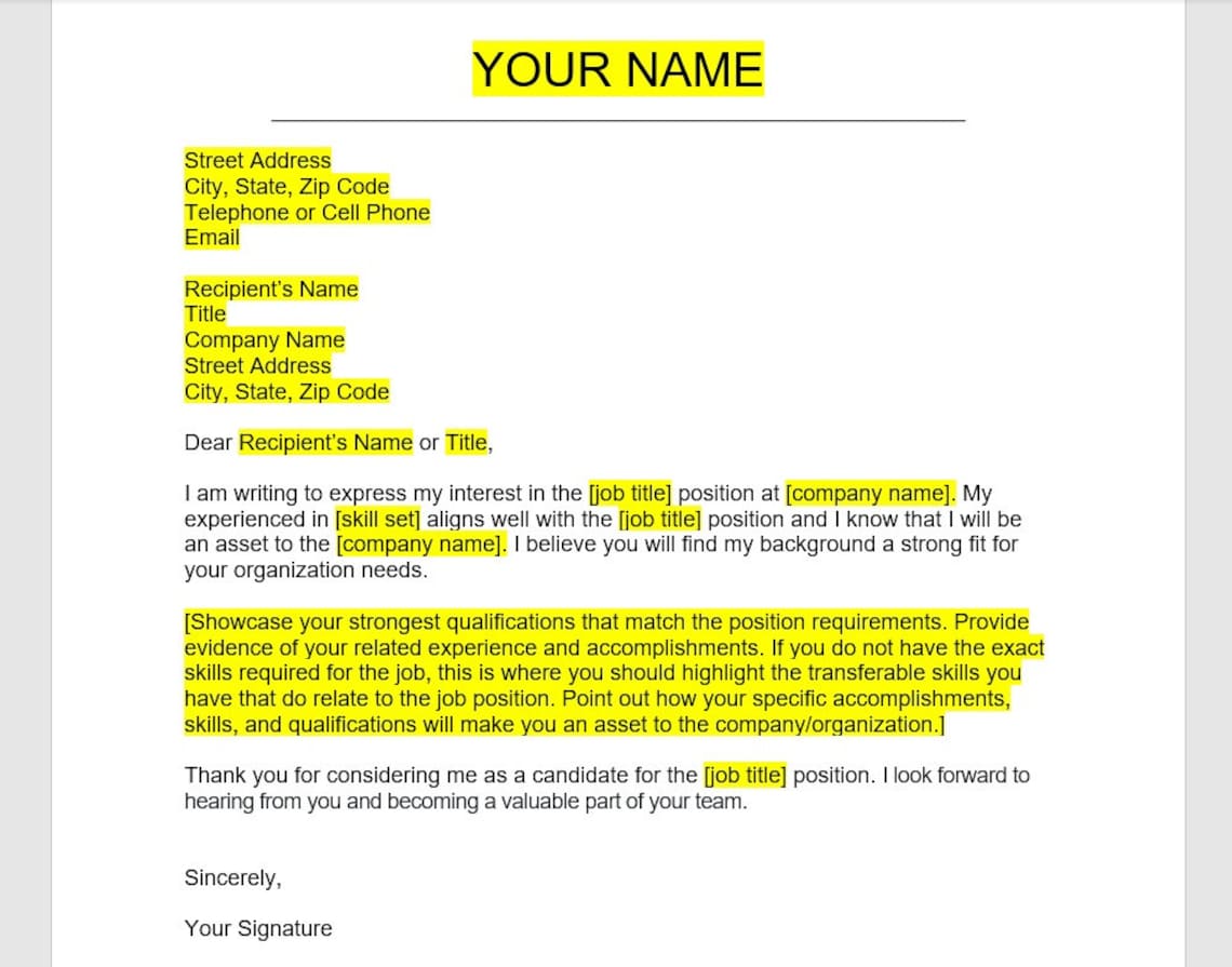 Simple Cover Letter, Cover Letter Template, Editable Cover Letter ...
