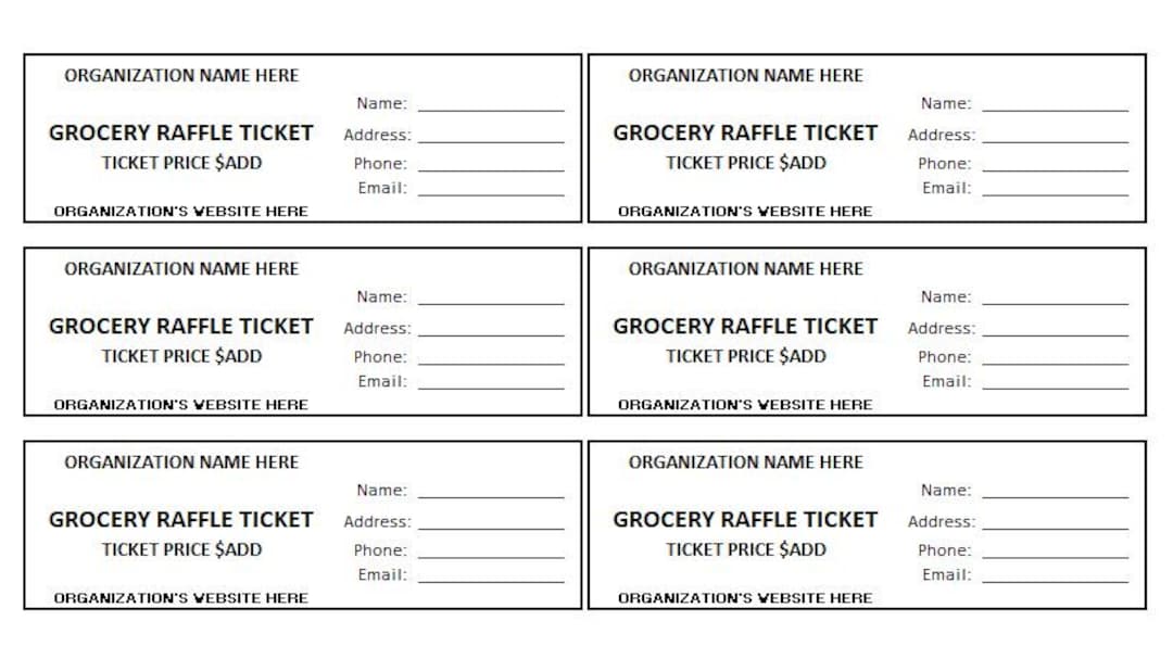 Editable Grocery Raffle Ticket, Grocery Raffle, Enter to Win Printable ...