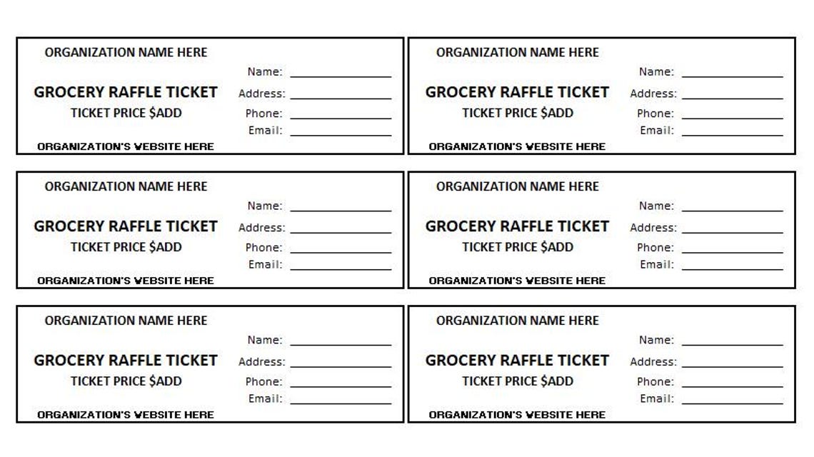 Editable Grocery Raffle Ticket, Grocery Raffle, Enter to Win Printable ...