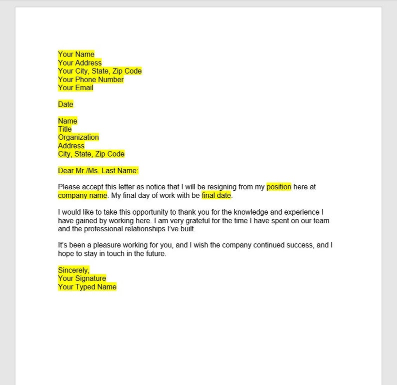 Ontslagbrief sjabloon, ontslagbrief, ontslagsjabloon ...