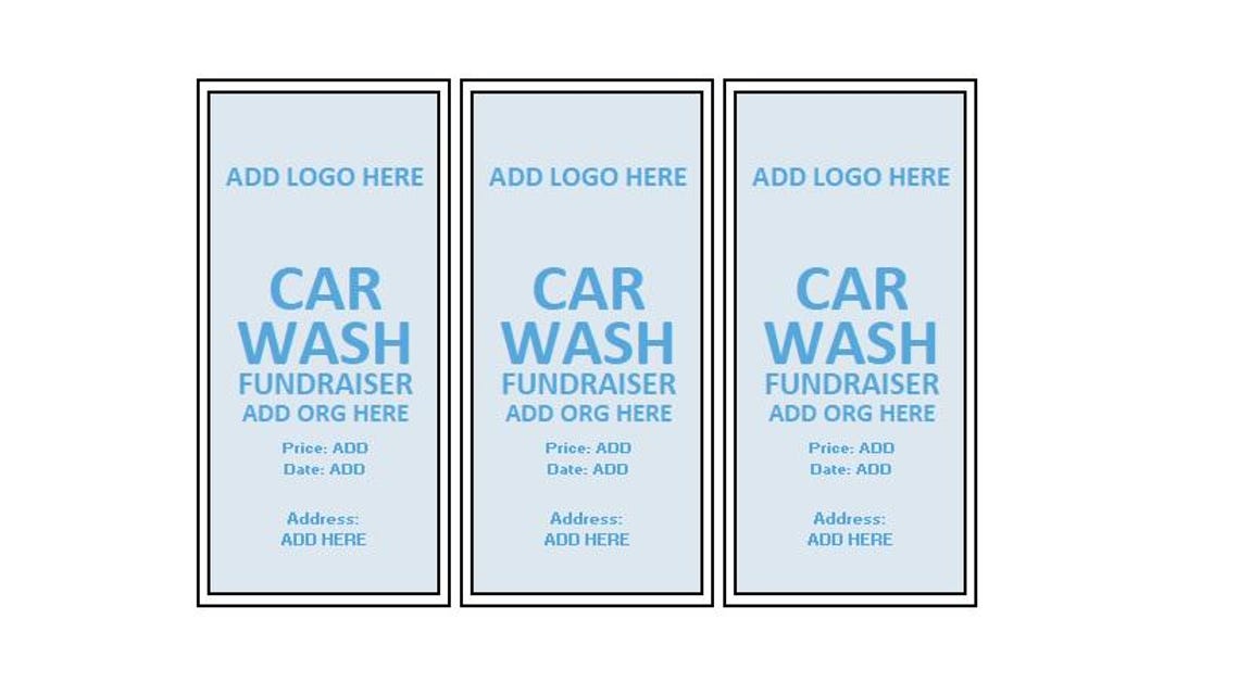 Car Wash Printable Funraiser Ticket, Editable Car Wash Fundraiser ...
