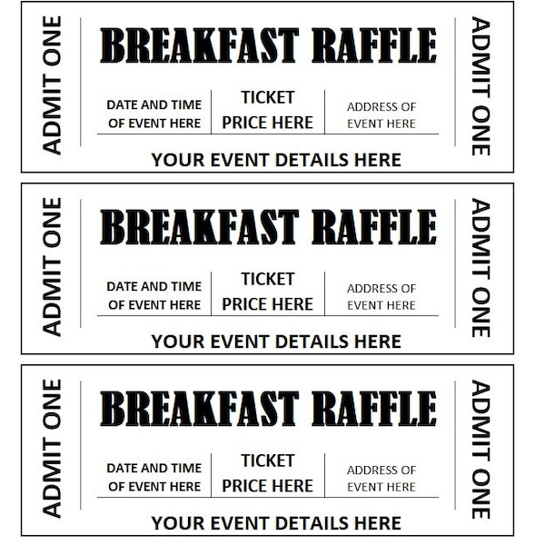 Breakfast Ticket Template - Etsy