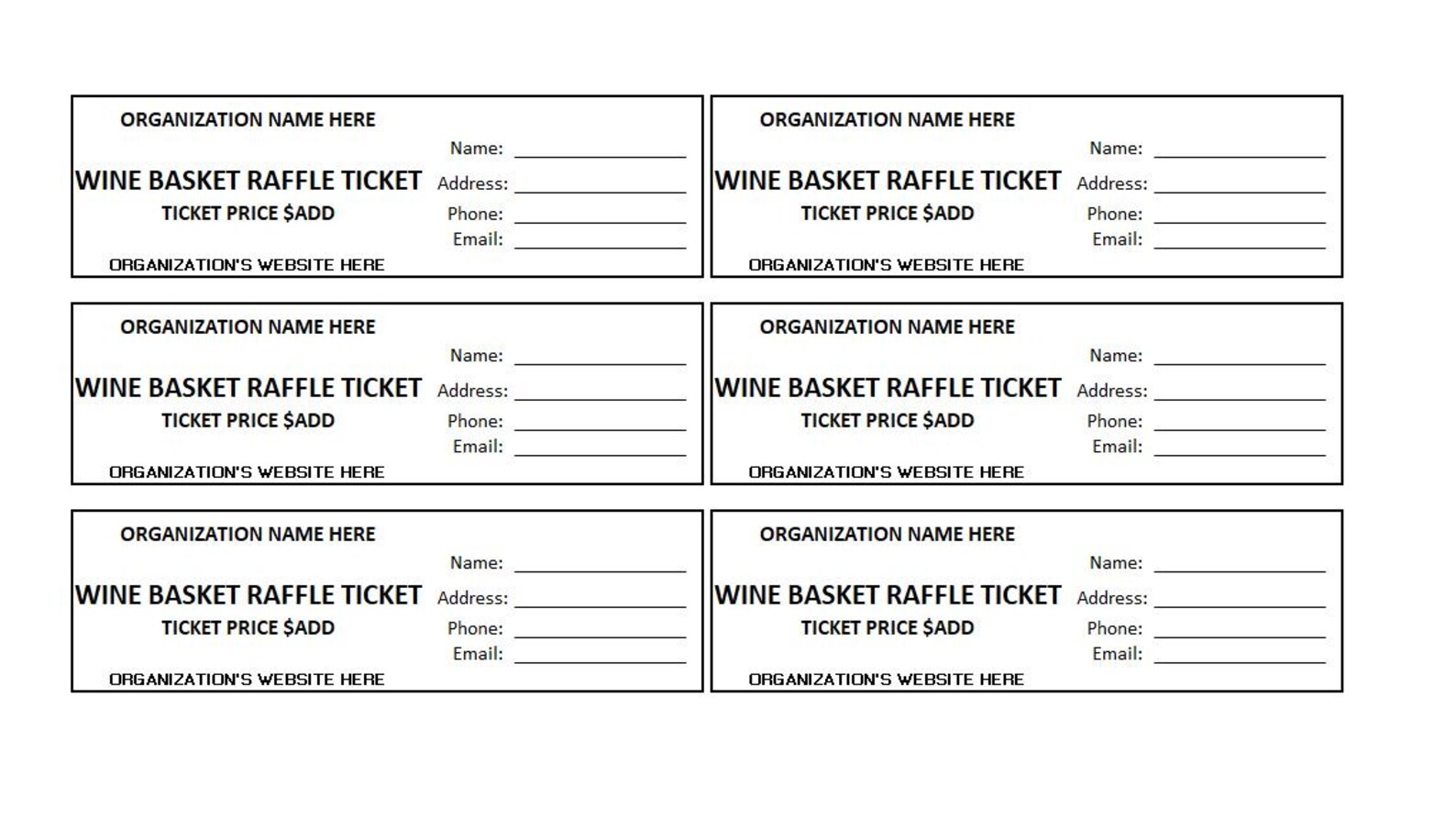 Editable Wine Basket Raffle Ticket, Wine Basket Raffle, Enter to Win ...